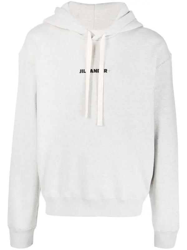 JIL SANDER Logo-print Hoodie - Grey