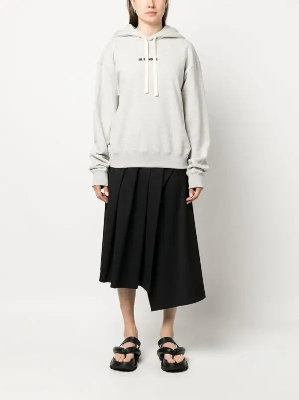 JIL SANDER Logo-print Hoodie - Grey