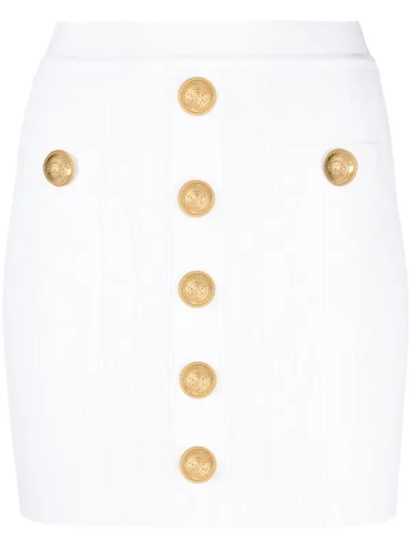 Balmain Ribbed-knit Mini Skirt - White