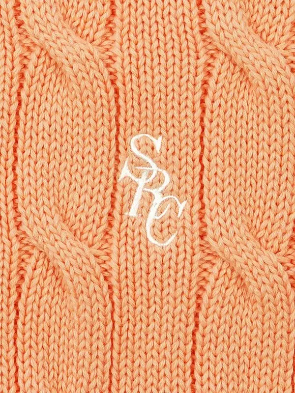 SPORTY & RICH Logo-embroidered Cable-knit Jumper