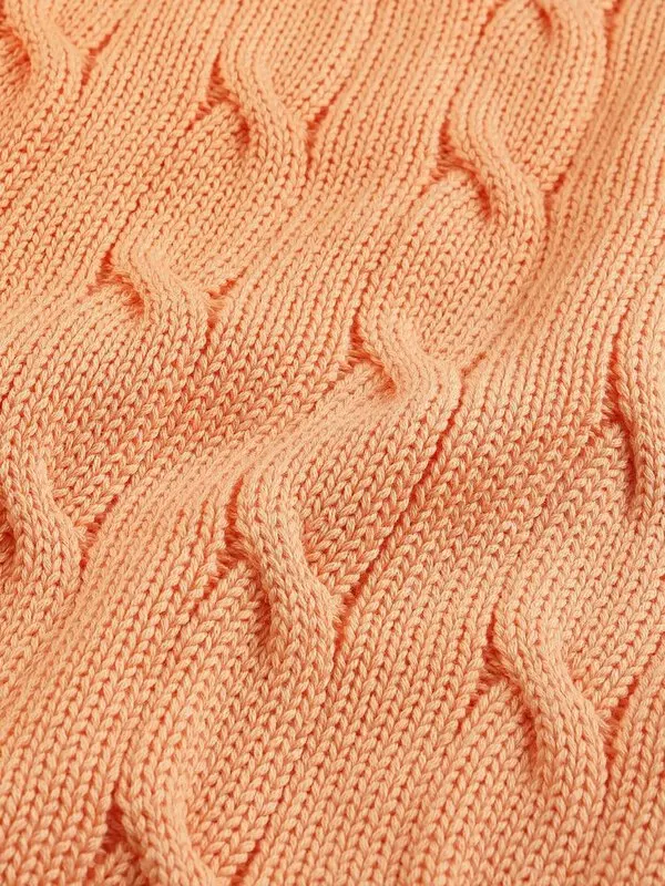 SPORTY & RICH Logo-embroidered Cable-knit Jumper