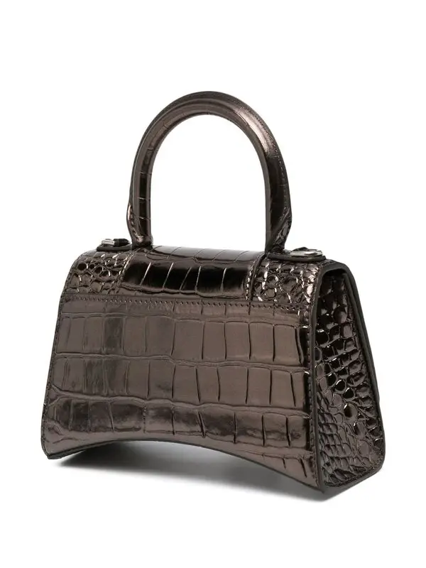 Balenciaga Hourglass Xs Crocodile-embossed Tote Bag - Brown