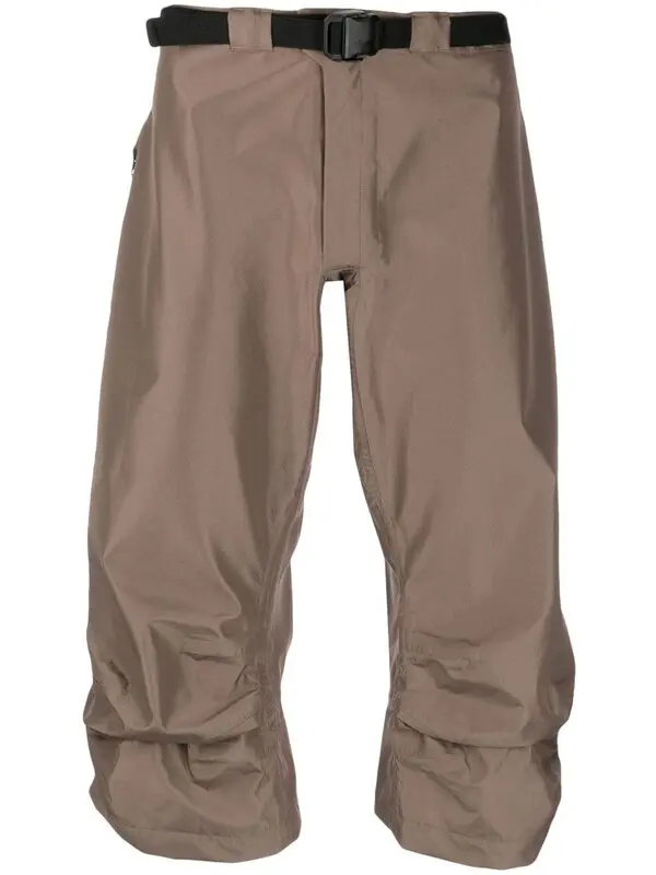 GR10K Buckle-fastening Satin Cropped Trousers - Brown