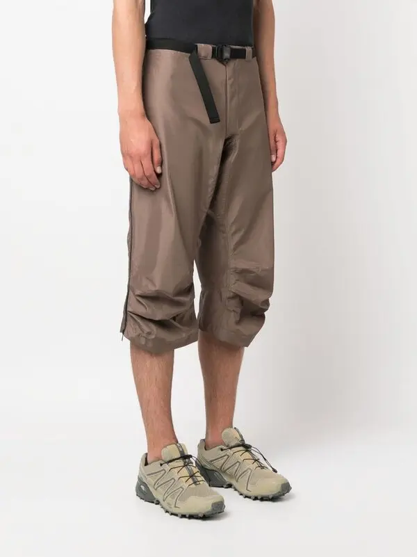 GR10K Buckle-fastening Satin Cropped Trousers - Brown