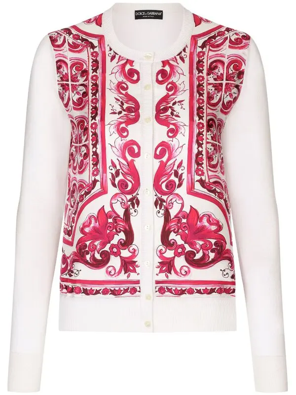 Dolce & Gabbana Majolica-print Silk Cardigan - White