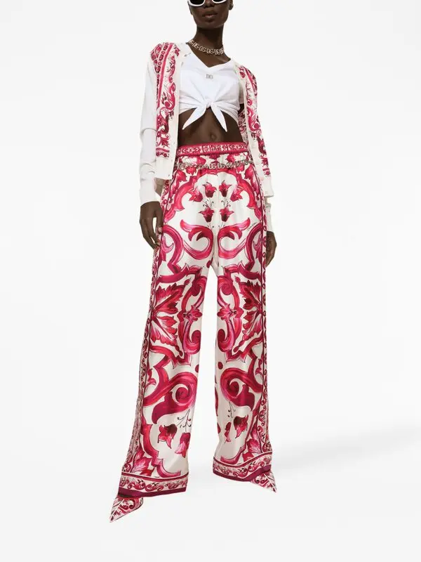Dolce & Gabbana Majolica-print Silk Cardigan - White