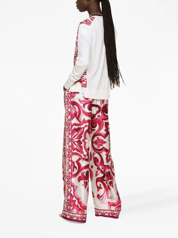 Dolce & Gabbana Majolica-print Silk Cardigan - White