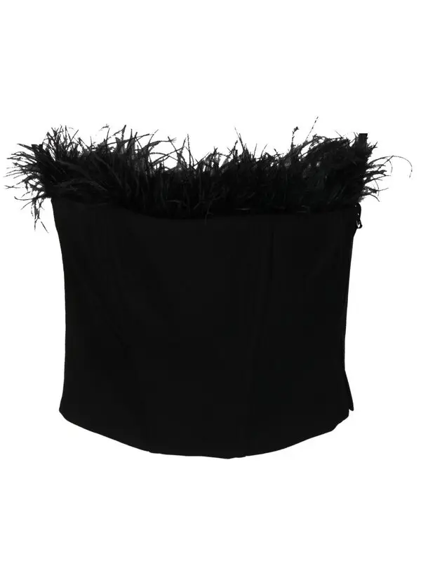 Patrizia Pepe Feather-detailing Top - Black