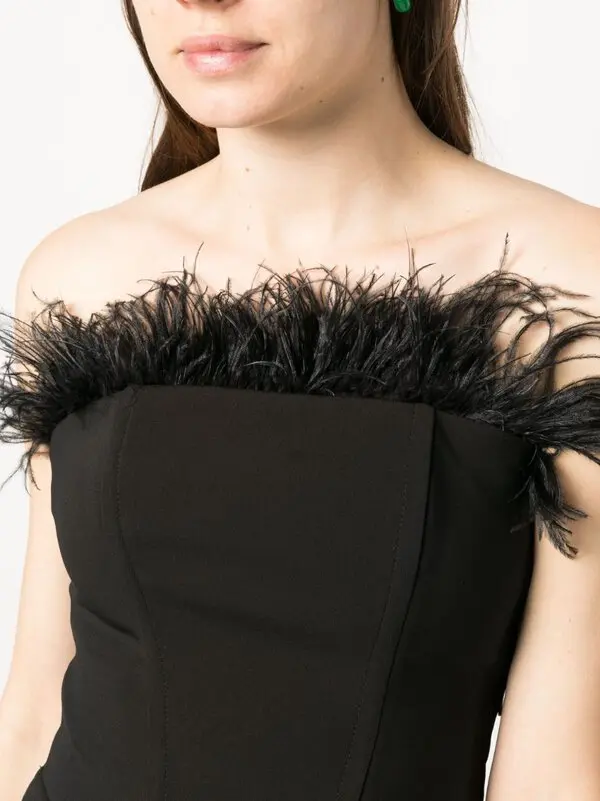 Patrizia Pepe Feather-detailing Top - Black