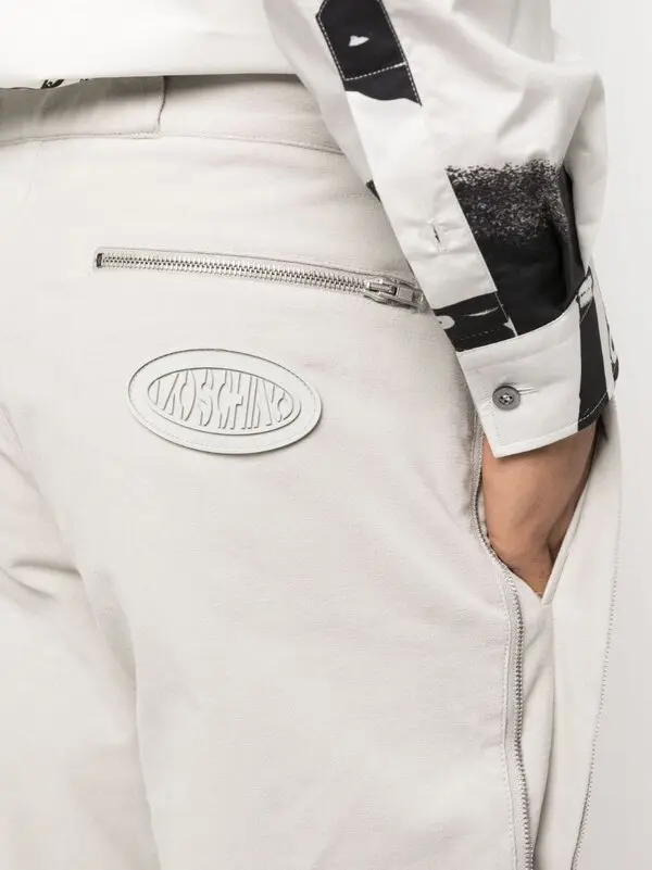 Moschino Logo-patch Straight-leg Trousers