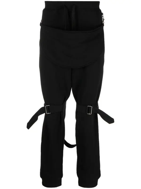 Moschino Buckled Layered Straight Trousers - Black