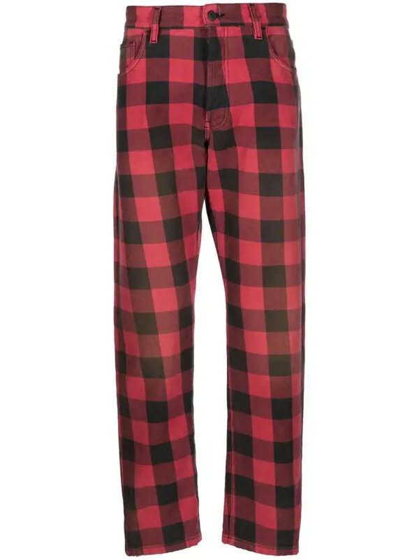 Moschino Check-pattern Tapered Trousers - Red