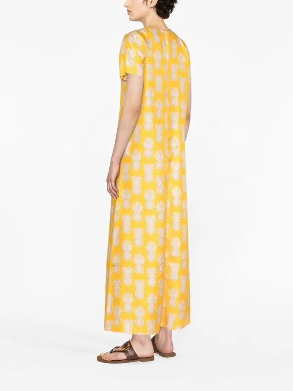La DoubleJ Swing Graphic-print Silk Dress - Yellow