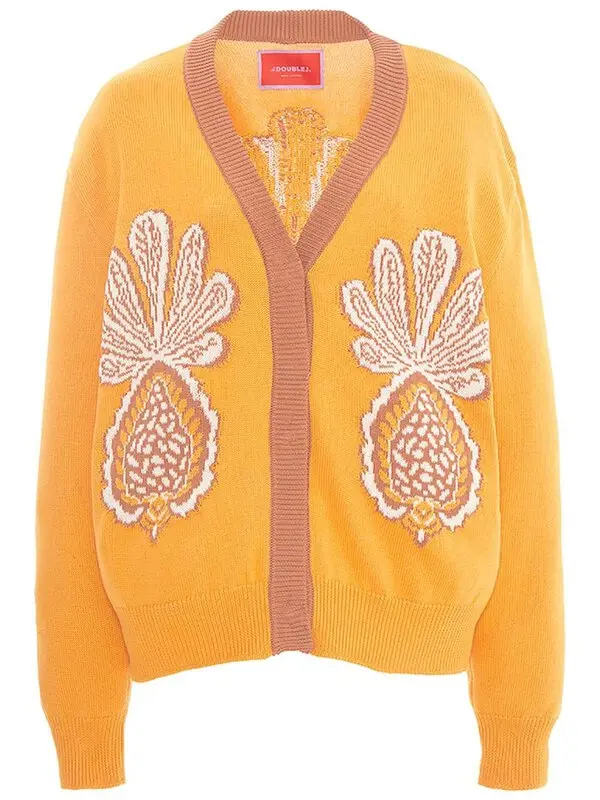 La DoubleJ Pineapple-print Cardigan - Orange