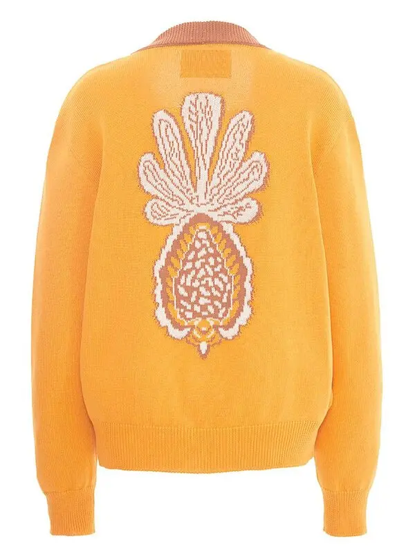 La DoubleJ Pineapple-print Cardigan - Orange