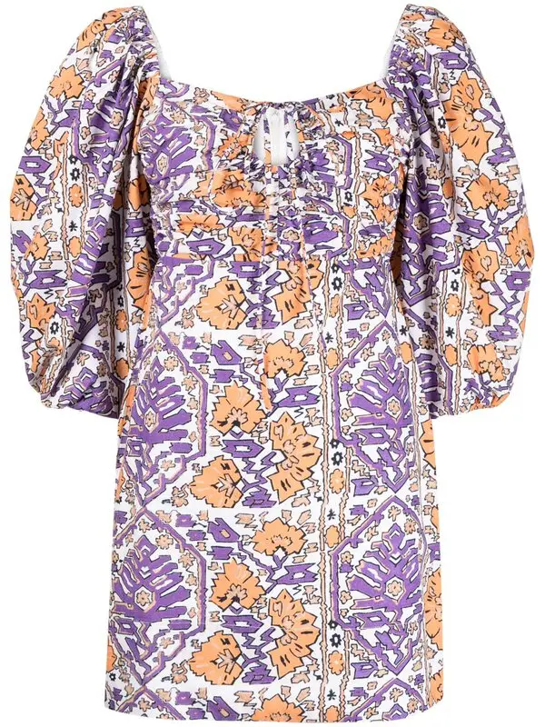 Rhode Jeanne Graphic-print Thigh-length Dress - Purple