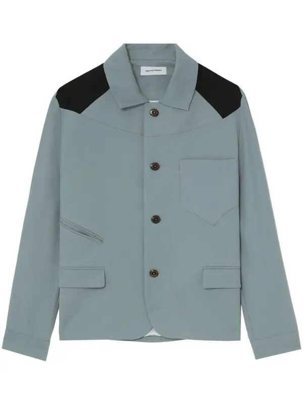 Kiko Kostadinov Kreuk Button-Up Wool Blazer - Blue | Editorialist