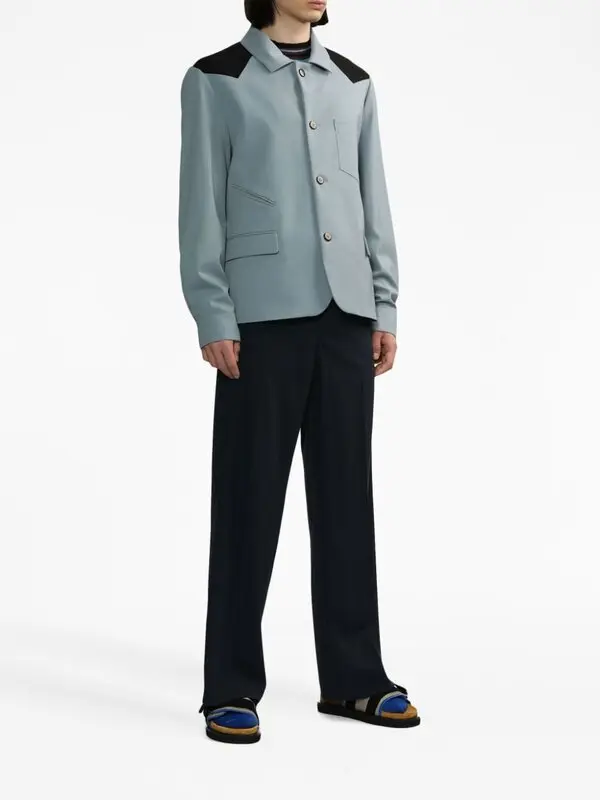 Kiko Kostadinov Kreuk Button-Up Wool Blazer - Blue | Editorialist
