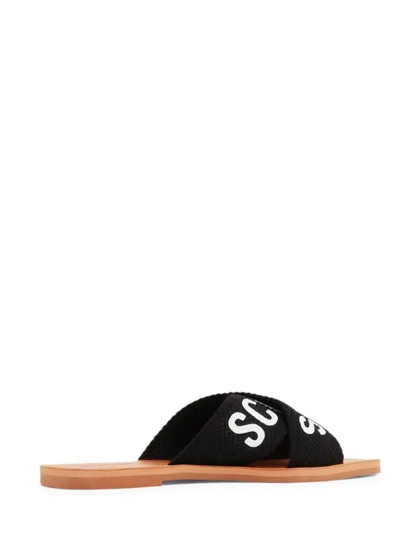 Schutz Logo-print Flat Leather Slides