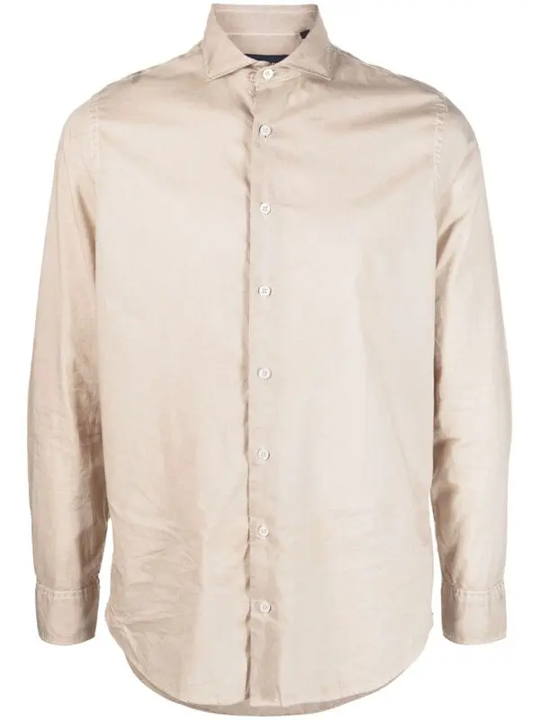 LARDINI Long-sleeve Buttoned Cotton Shirt - Neutrals