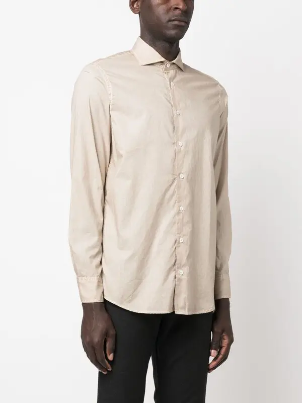 LARDINI Long-sleeve Buttoned Cotton Shirt - Neutrals