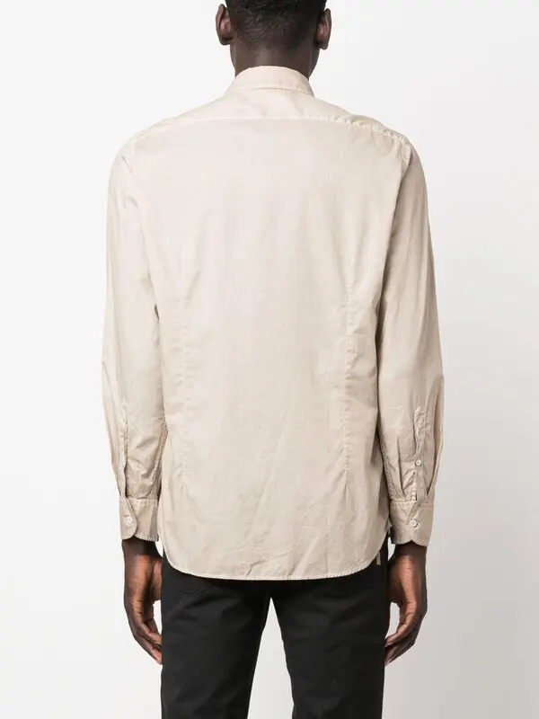 LARDINI Long-sleeve Buttoned Cotton Shirt - Neutrals