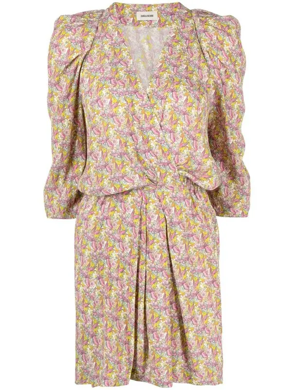 Zadig&Voltaire Floral Wings-print Mini Dress - Yellow