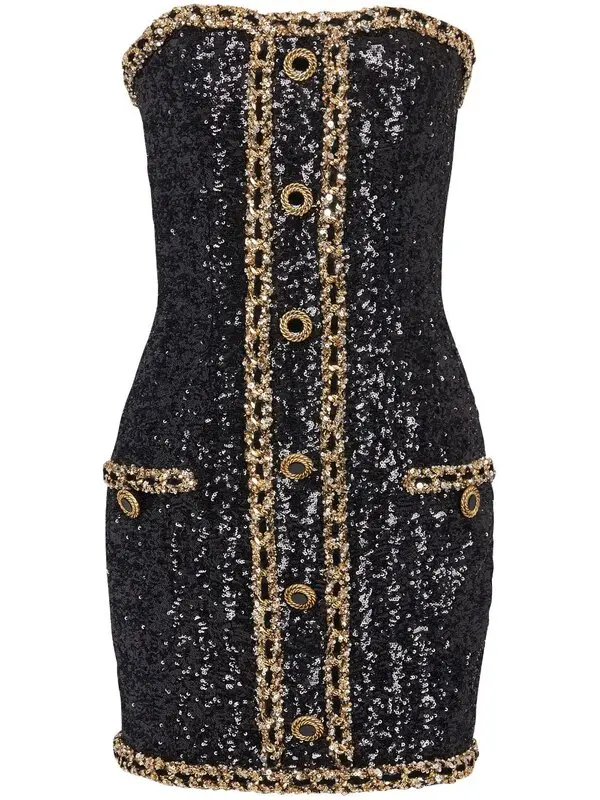 Balmain Sequin-embellishment Bustier Minidress