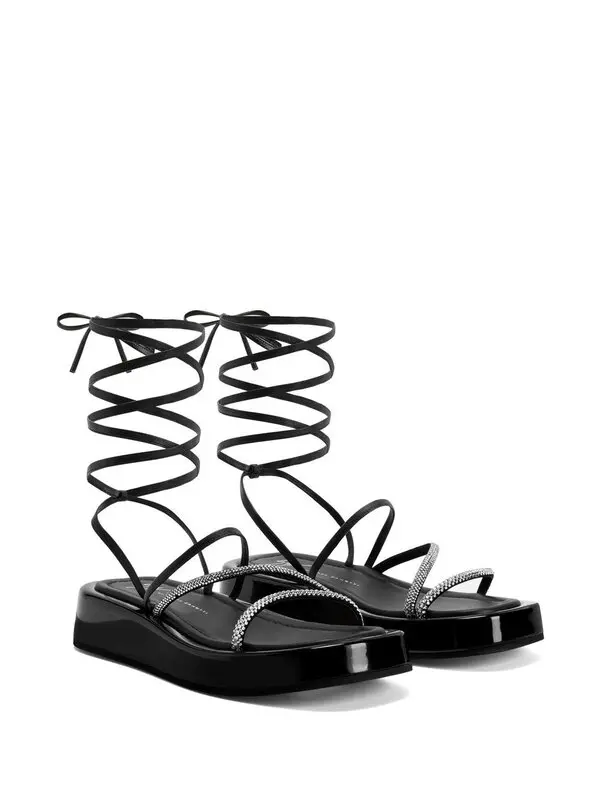 GIUSEPPE ZANOTTI Melbourne Lace Up Flatform Sandals - Black