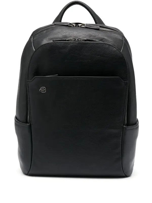 PIQUADRO Leather Backpack With Logo Detail - Black