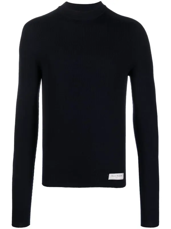 Balmain Logo-patch Merino Wool Jumper - Blue