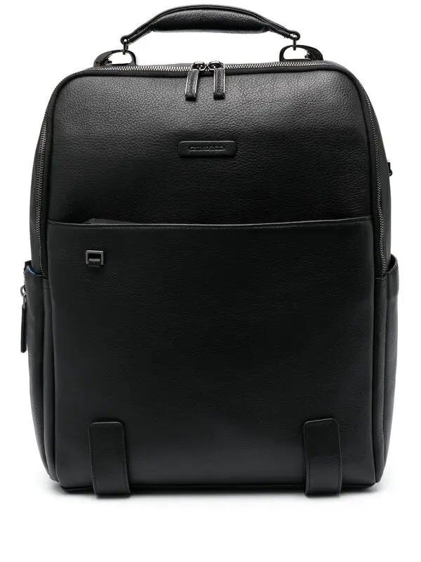 PIQUADRO Leather Backpack - Black