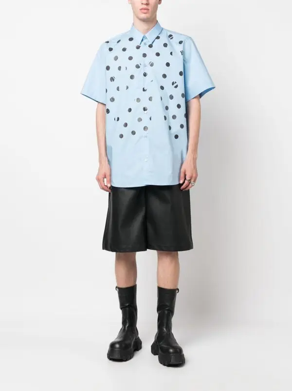 Raf Simons Polka Dot Print Cotton Shirt - Blue