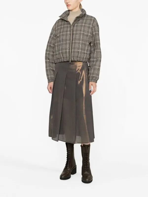 Brunello Cucinelli Checked Padded Hooded Jacket