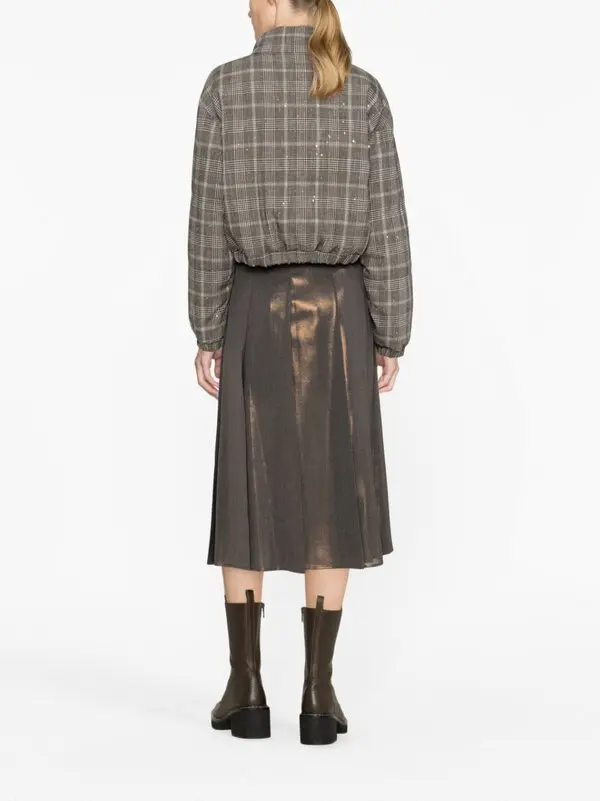 Brunello Cucinelli Checked Padded Hooded Jacket