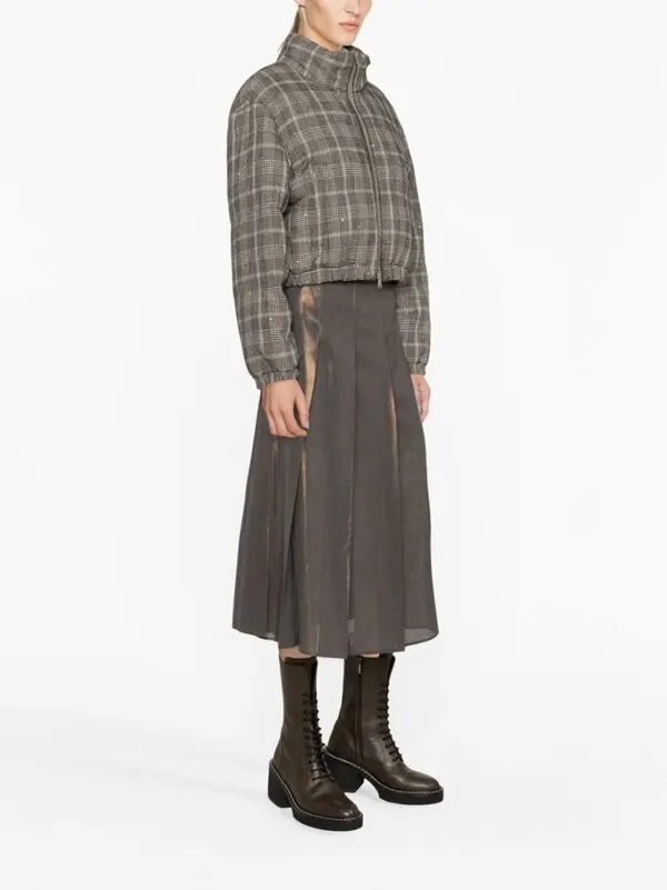 Brunello Cucinelli Checked Padded Hooded Jacket