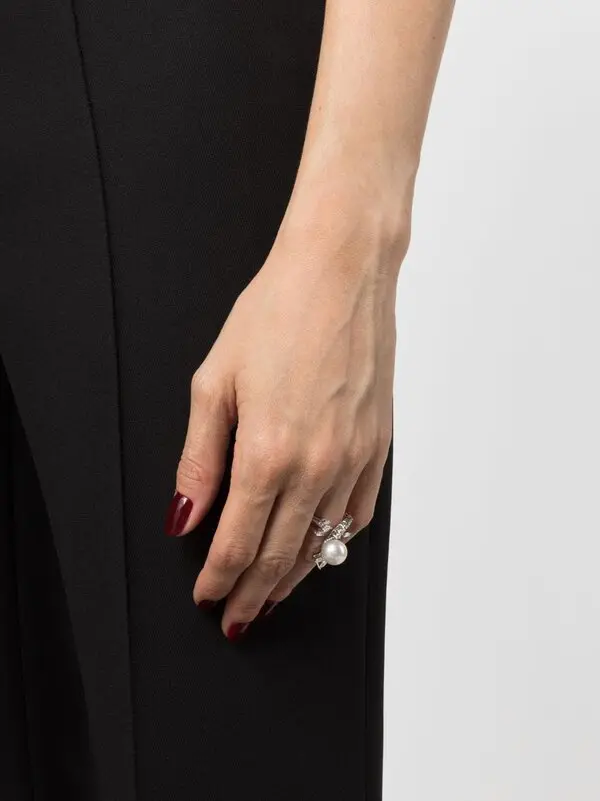 Yeprem 18kt White Gold Diamond And Pearl Ring