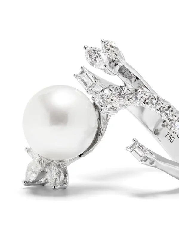 Yeprem 18kt White Gold Diamond And Pearl Ring