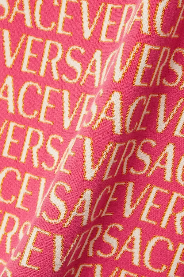 Versace Embellished Jacquard-knit Cotton-blend Mini Dress