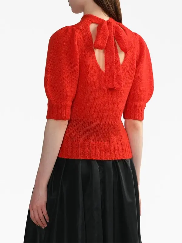 GANNI Logo-ebroide Puff-sleeve Juper