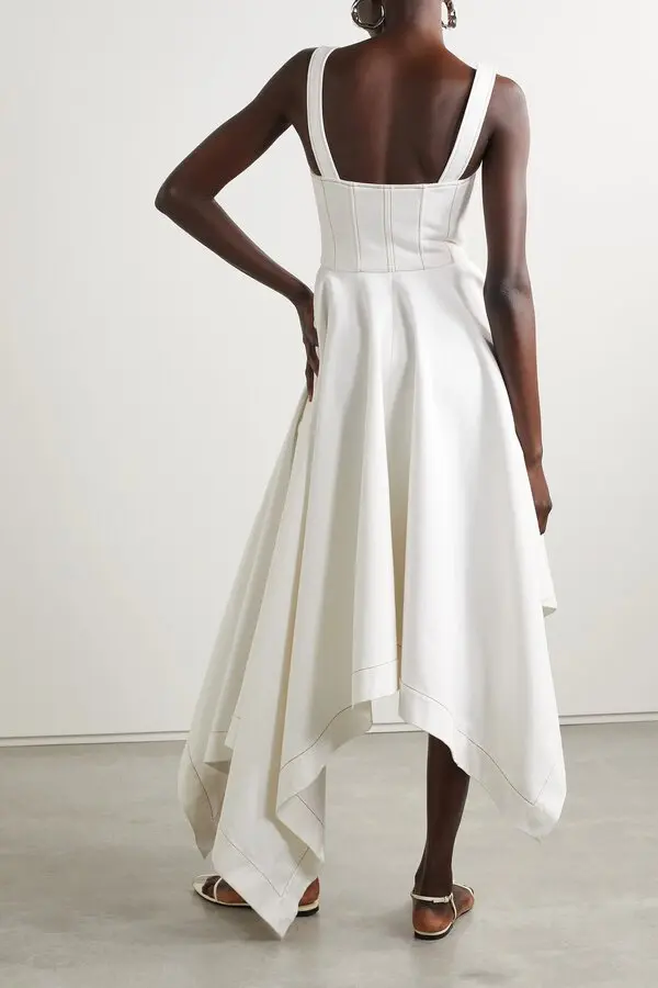 Monse Asymmetric Lace-Up Cotton-Blend Twill Maxi Dress In White - 50% Off |  Editorialist