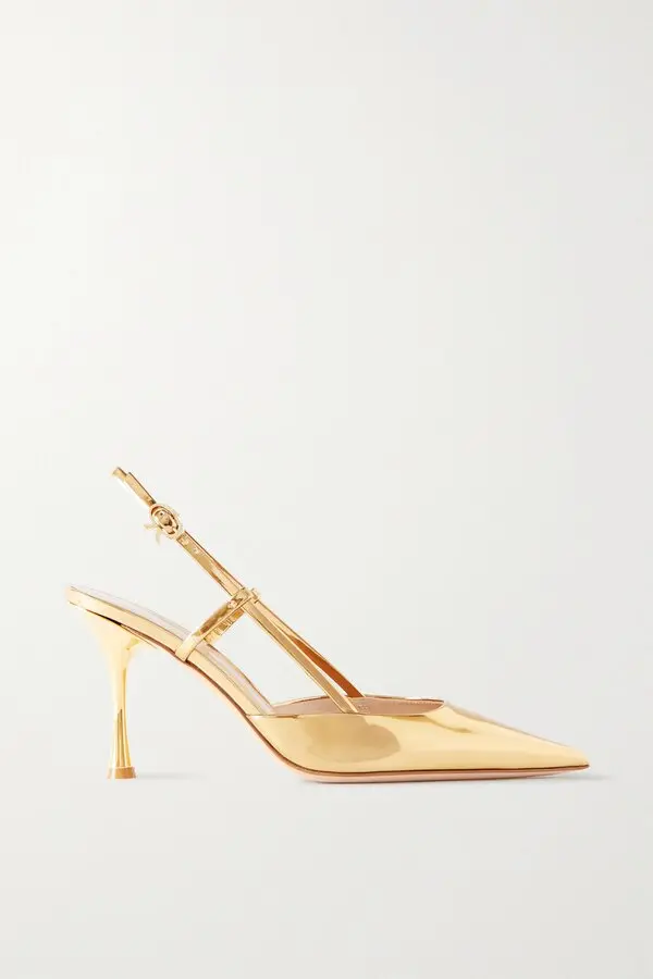 GIANVITO ROSSI Ascent 85 Mirrored-leather Slingback Pumps