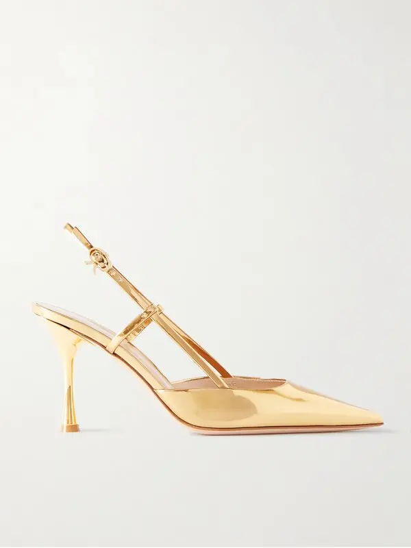 GIANVITO ROSSI Ascent 85 Mirrored-leather Slingback Pumps - Gold
