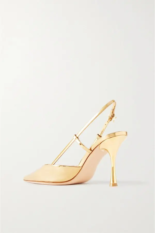 GIANVITO ROSSI Ascent 85 Mirrored-leather Slingback Pumps