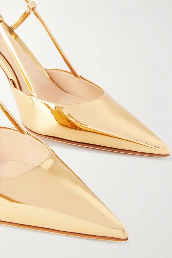 GIANVITO ROSSI Ascent 85 Mirrored-leather Slingback Pumps