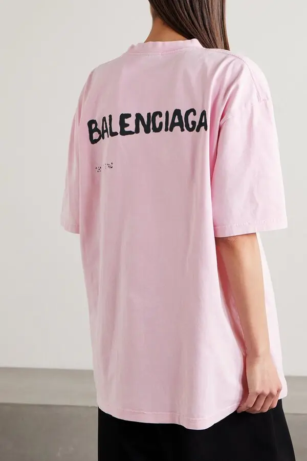 Balenciaga Oversized Printed T-Shirt In Pink - 40% Off