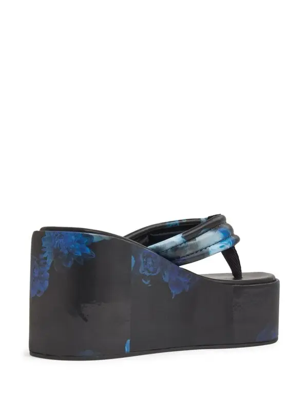 Coperni Floral-print Holographic Wedge Sandals