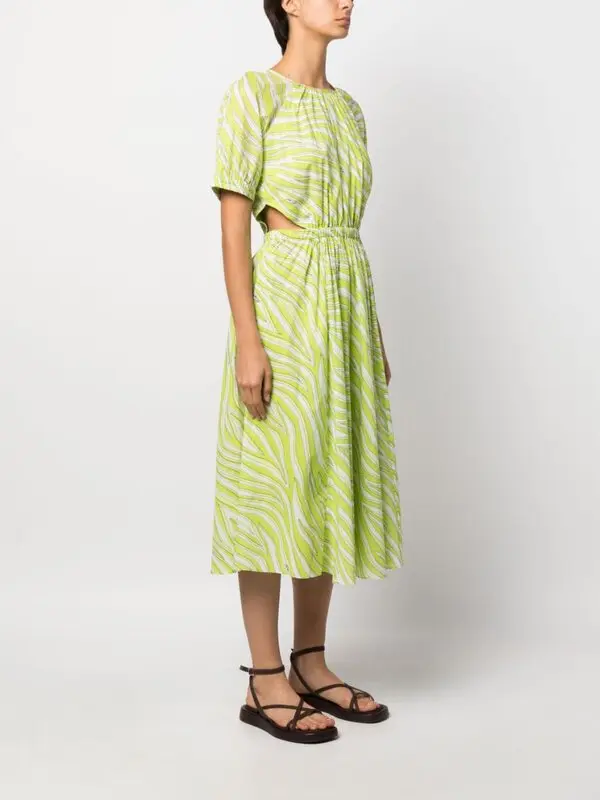 Michael Kors Zebra Print Cotton Midi Dress