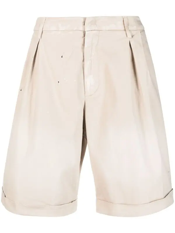 DONDUP Box-pleat Cotton Chino Shorts