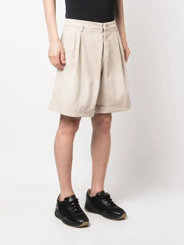 DONDUP Box-pleat Cotton Chino Shorts